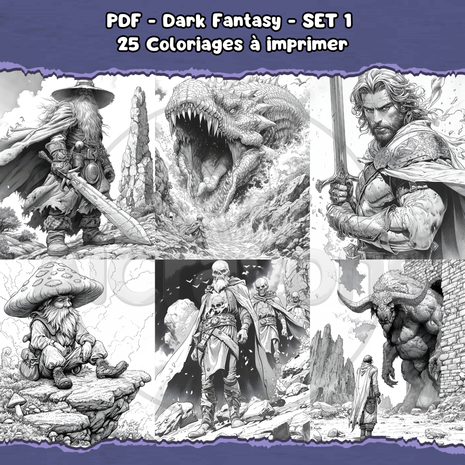 PDF à imprimer - Dark Fantasy - SET 1 - AICrayons